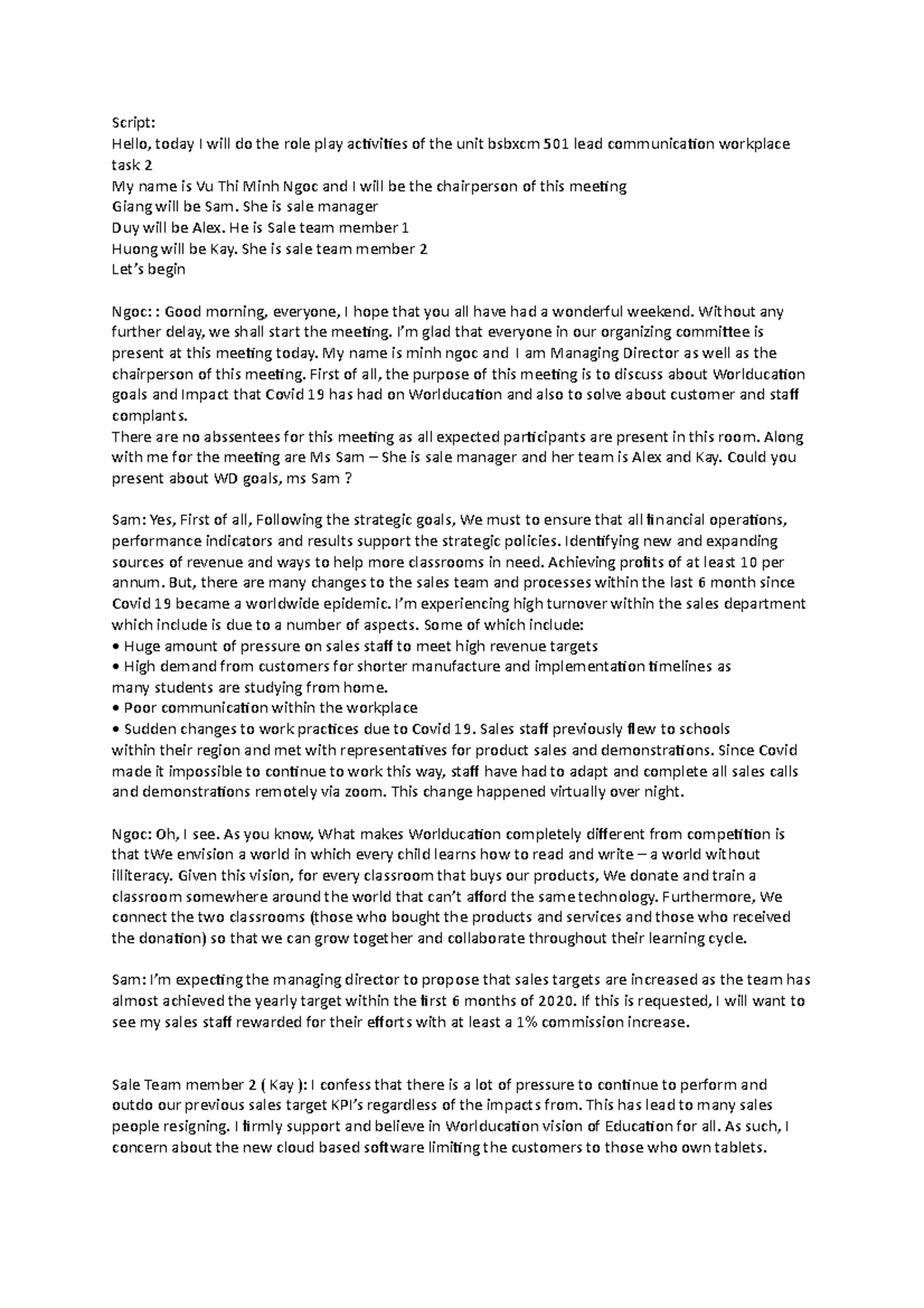 Tài-liệu-4 - tài liệu roleplay tiếng anh - Script: Hello, today I will ...