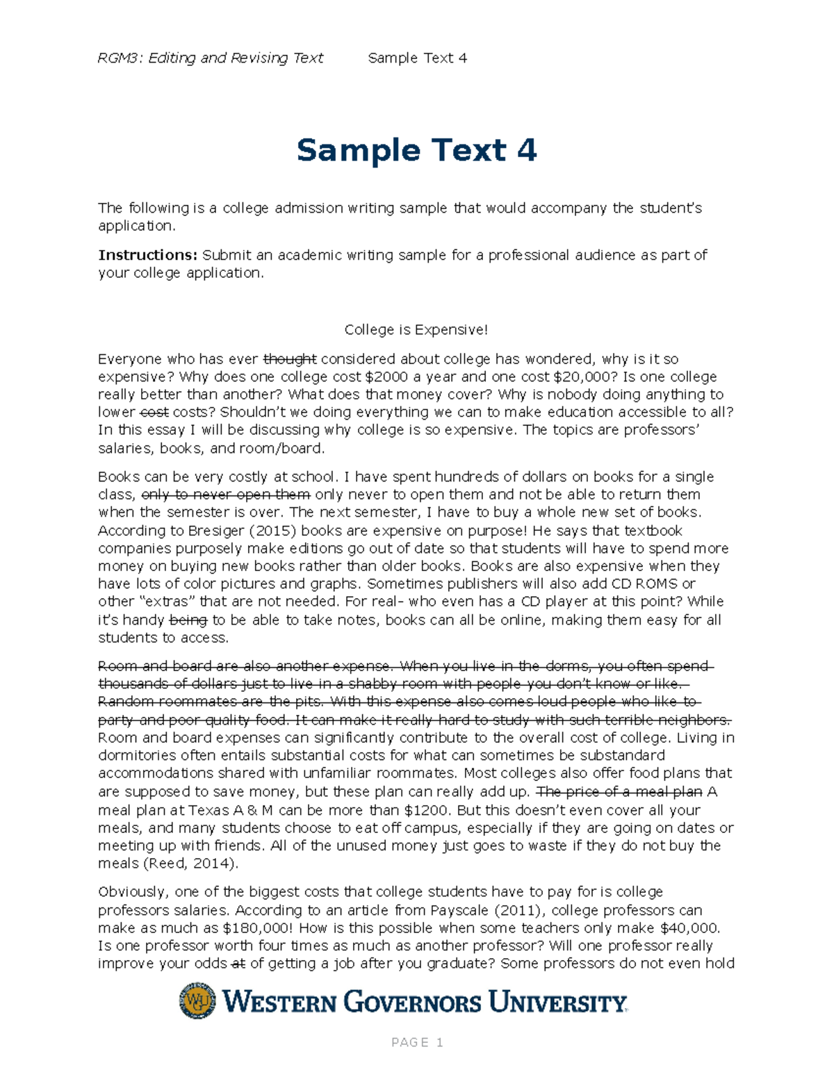 D269 Task 3 - Task 3 assignment - RGM3: Editing and Revising Text ...