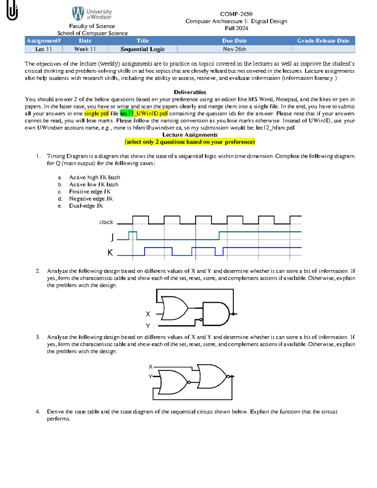 Lec11 manual - df3bff - 1 Faculty of Science School of Computer Science COMP- 2650 Computer ...