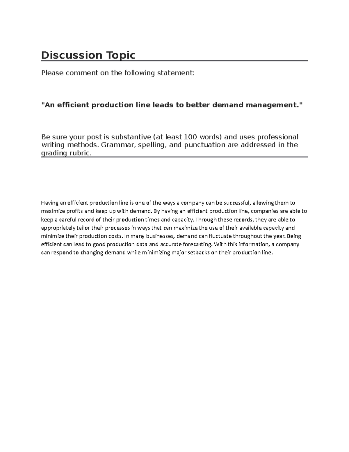 Week 5 - Discussion Board - Discussion Topic Please comment on the ...