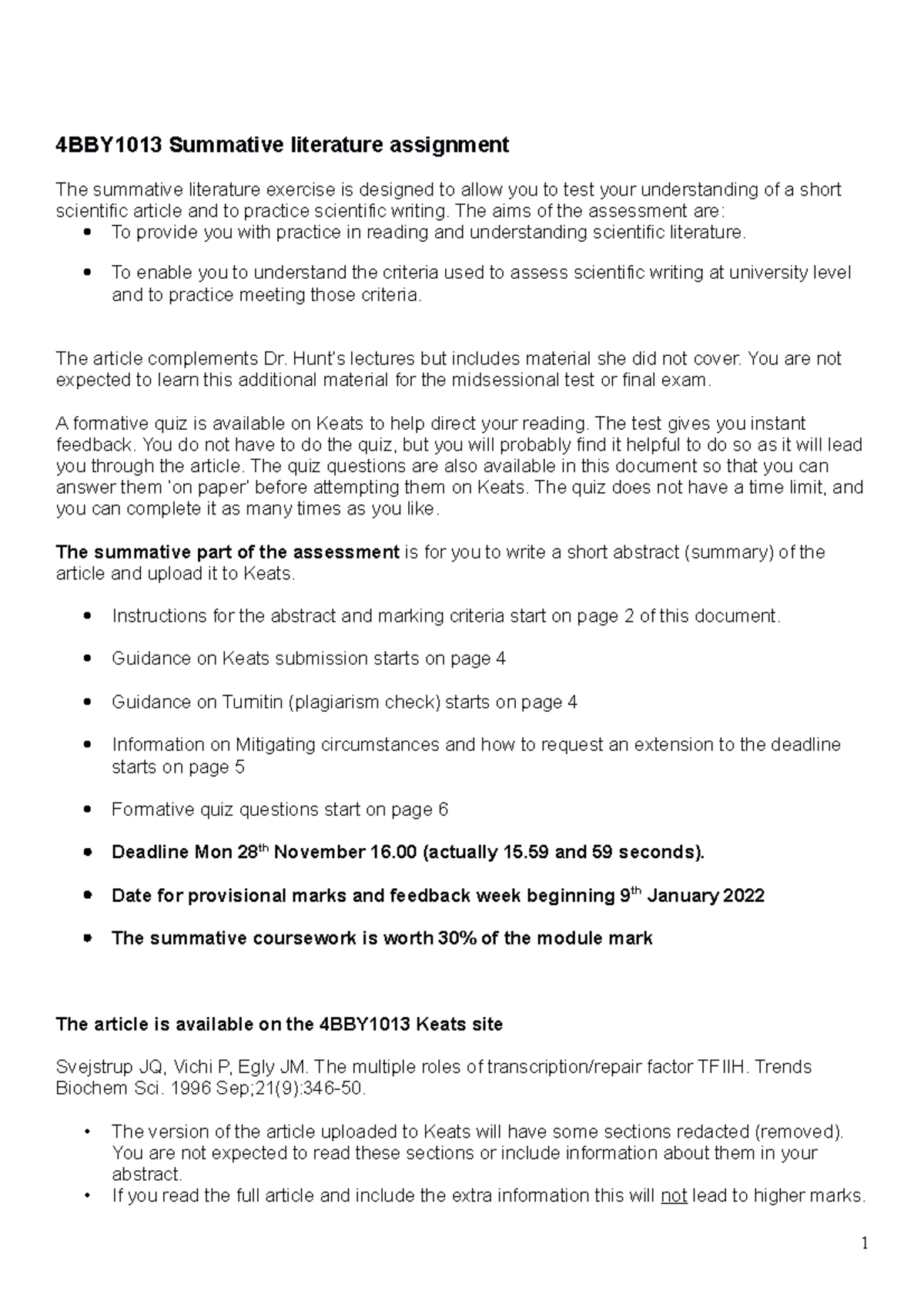 4BBY1013 Summative literature assignment for Keats 22-23 - 4BBY1013 ...