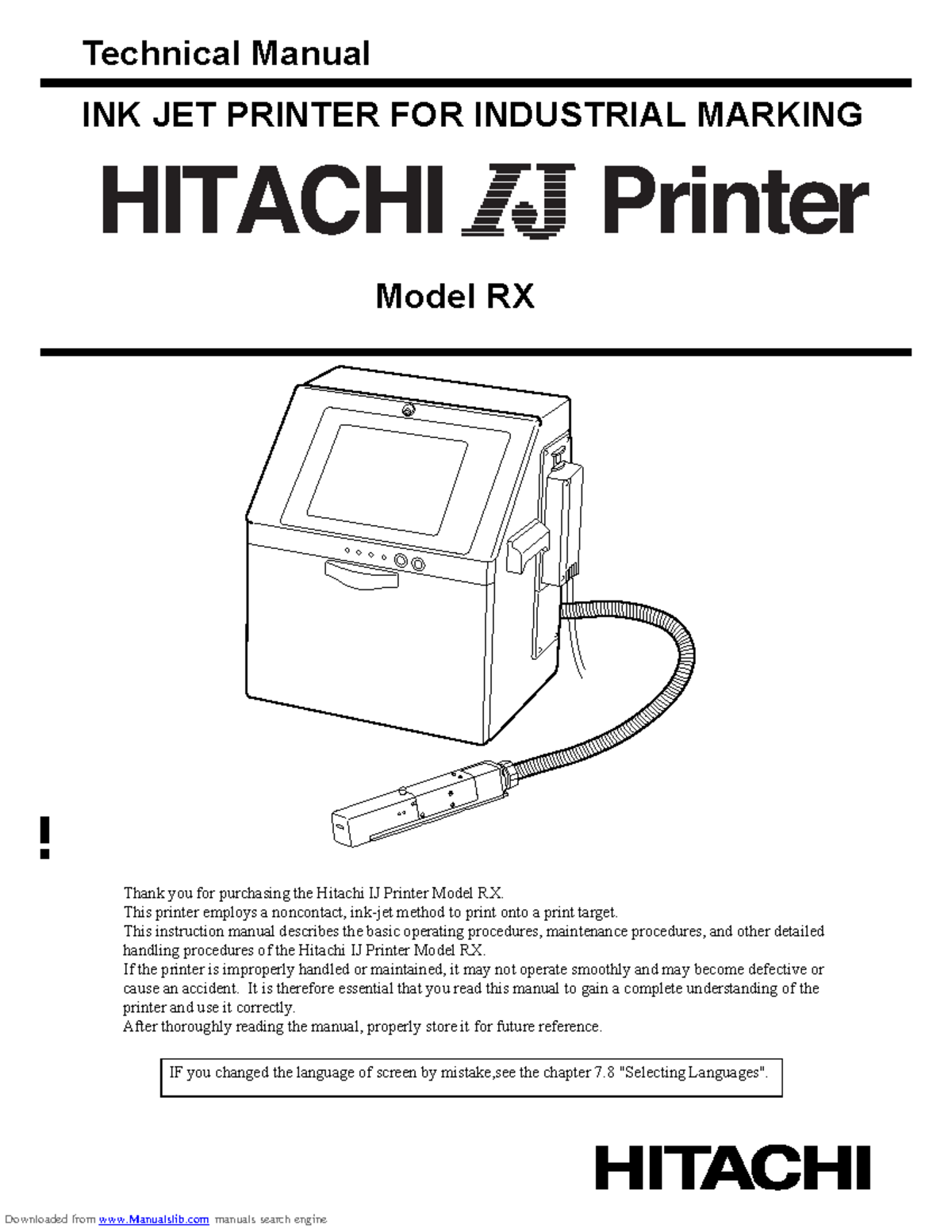 Rx - ocupo esto - HITACHI Printer Technical Manual INK JET PRINTER FOR ...