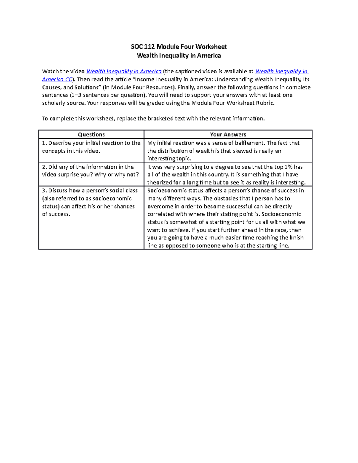 SOC 112 Module Four Worksheet Turn-In - SOC 112 Module Four Worksheet ...