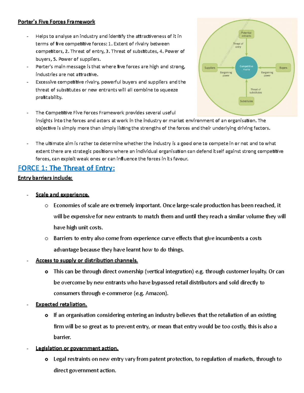 Porter Five Forces - Extent of rivalry between competitors, 2. Threat ...