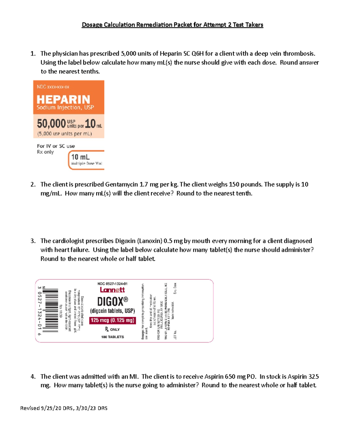 Dosage Calculations Packet - The physician has prescribed 5,000 units ...