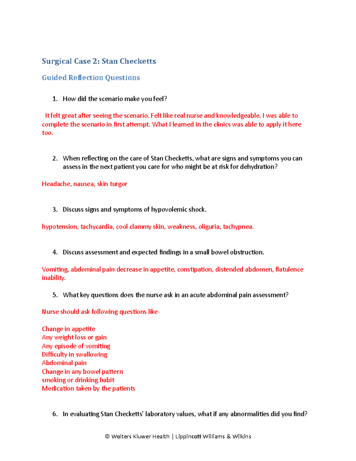 VSim Stan Checketts Questions smims - Surgical Case 2: Stan Checketts ...