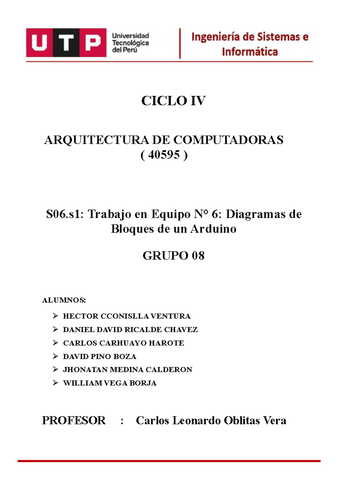 S06 S1 W Equipo N°6 Diagrama De Bloques De Un Arduino Ciclo Iv