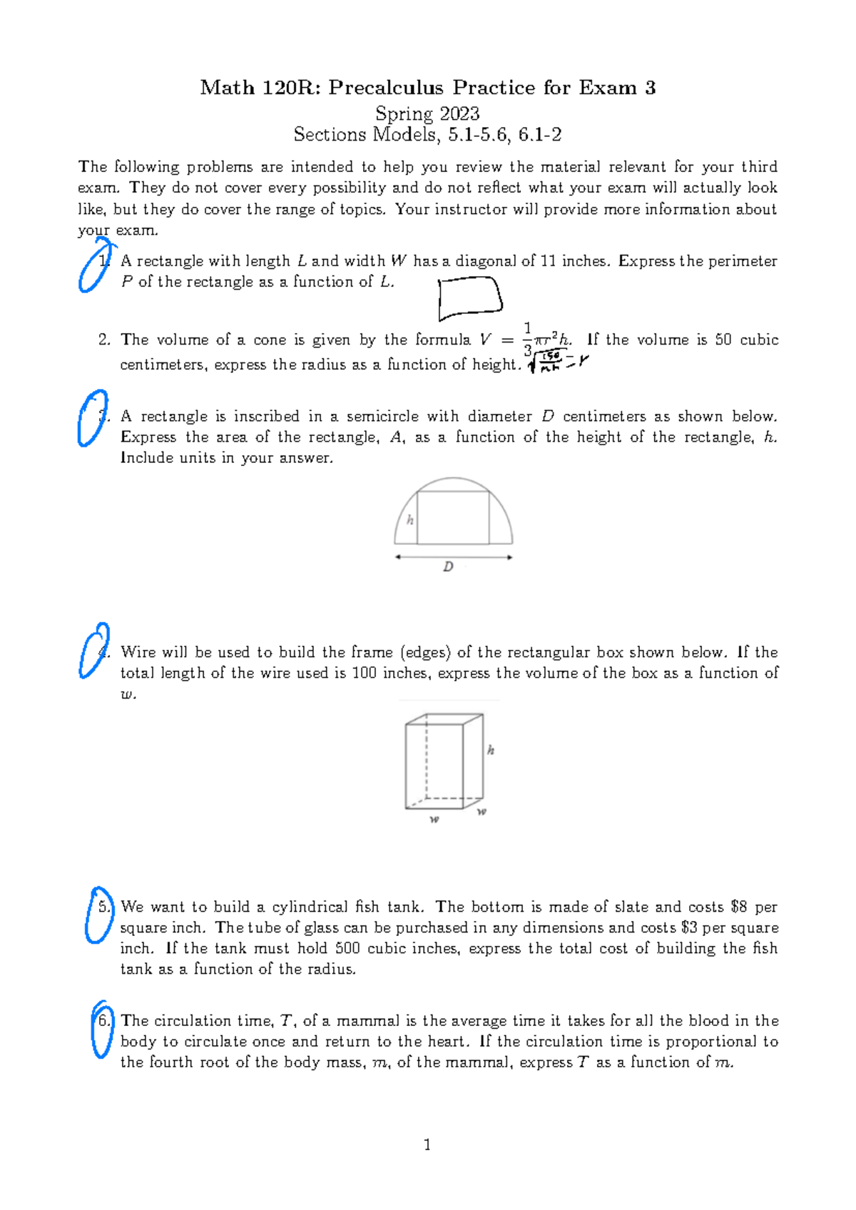 120R Exam 3 Study Guide (Sp23) - Math 120R: Precalculus Practice for Exam 3 Spring 2023 Sections ...
