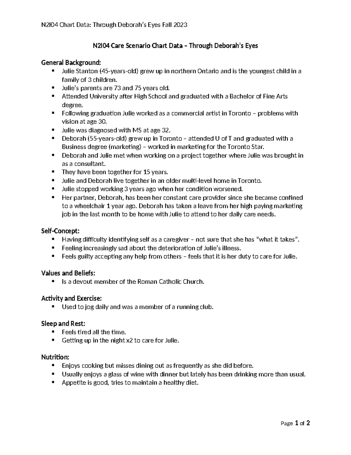 Through Deborah's Eyes - Chart Data F23 - N2I04 Chart Data: Through ...