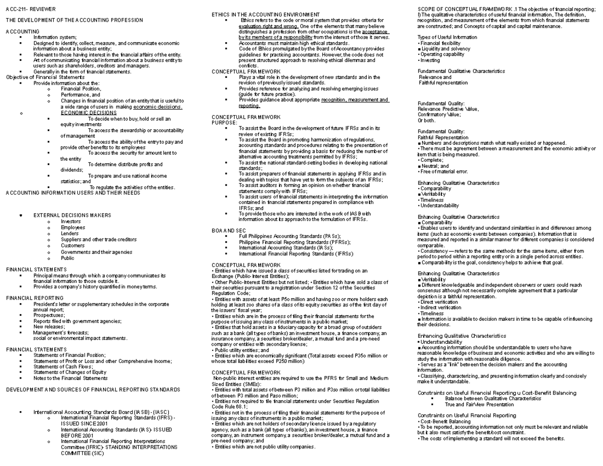 ACC - Accountancy obligation and contracts - ACC-211- REVIEWER THE ...