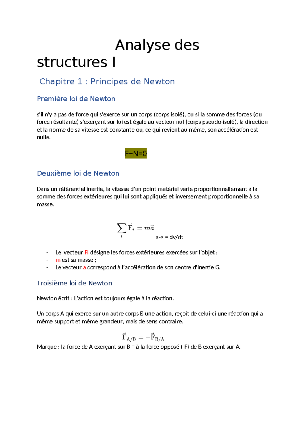 Analyse des structures I : synthese - Analyse des structures I Chapitre ...