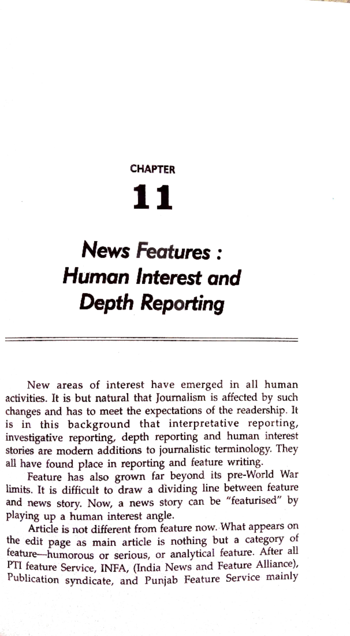 Human interest and death reporting - CHAPTER 11 News Features Human ...