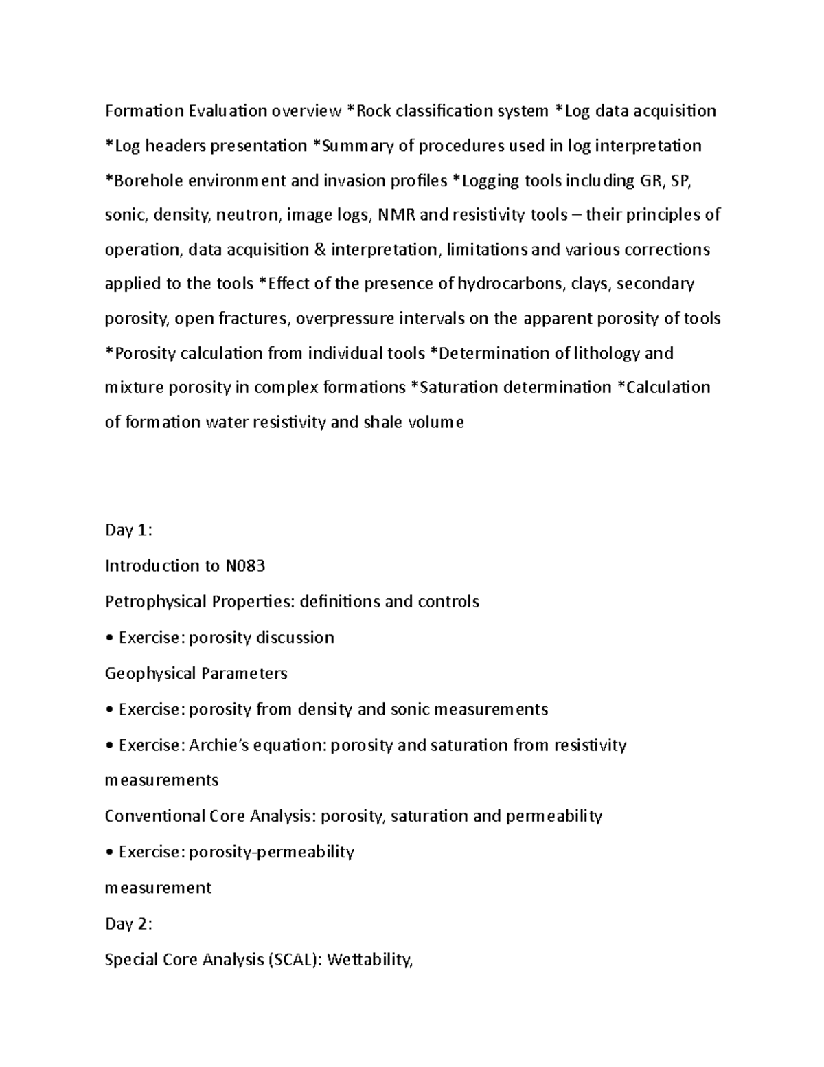 Formation Evaluation overview - Studocu