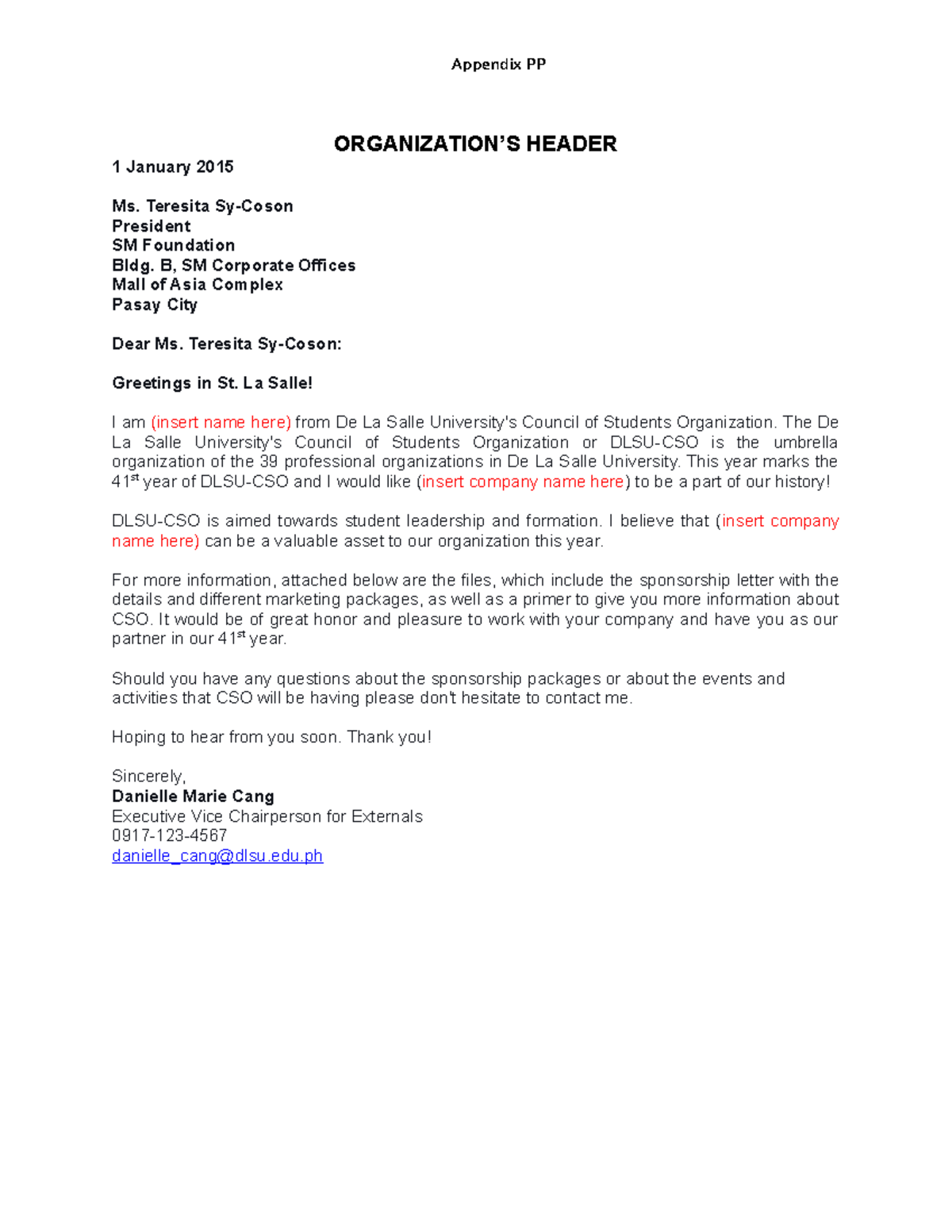 Solicitation-letter-format - Appendix PP ORGANIZATION’S HEADER 1 ...