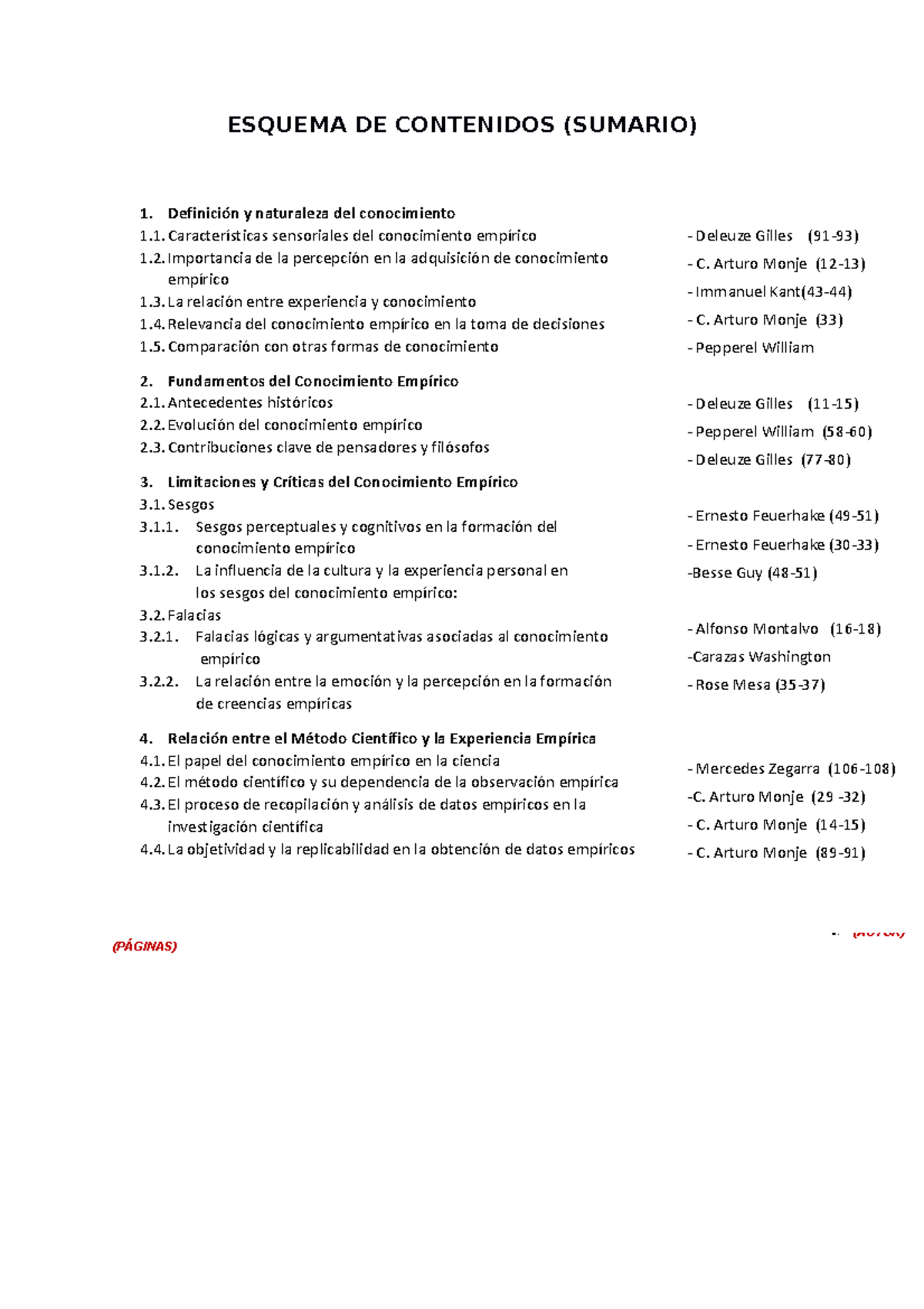 Sumario (Td C) - Indice de ensayo - ESQUEMA DE CONTENIDOS (SUMARIO ...