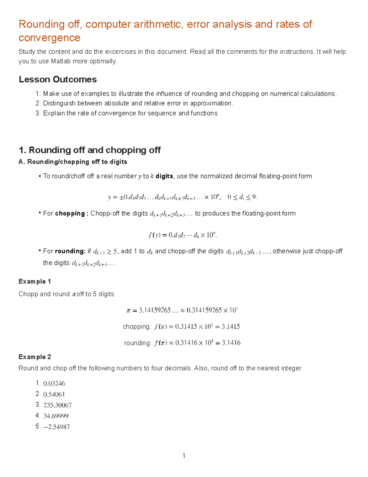 U2-rounding off errors rate of convergence - Rounding off, computer arithmetic, error analysis ...