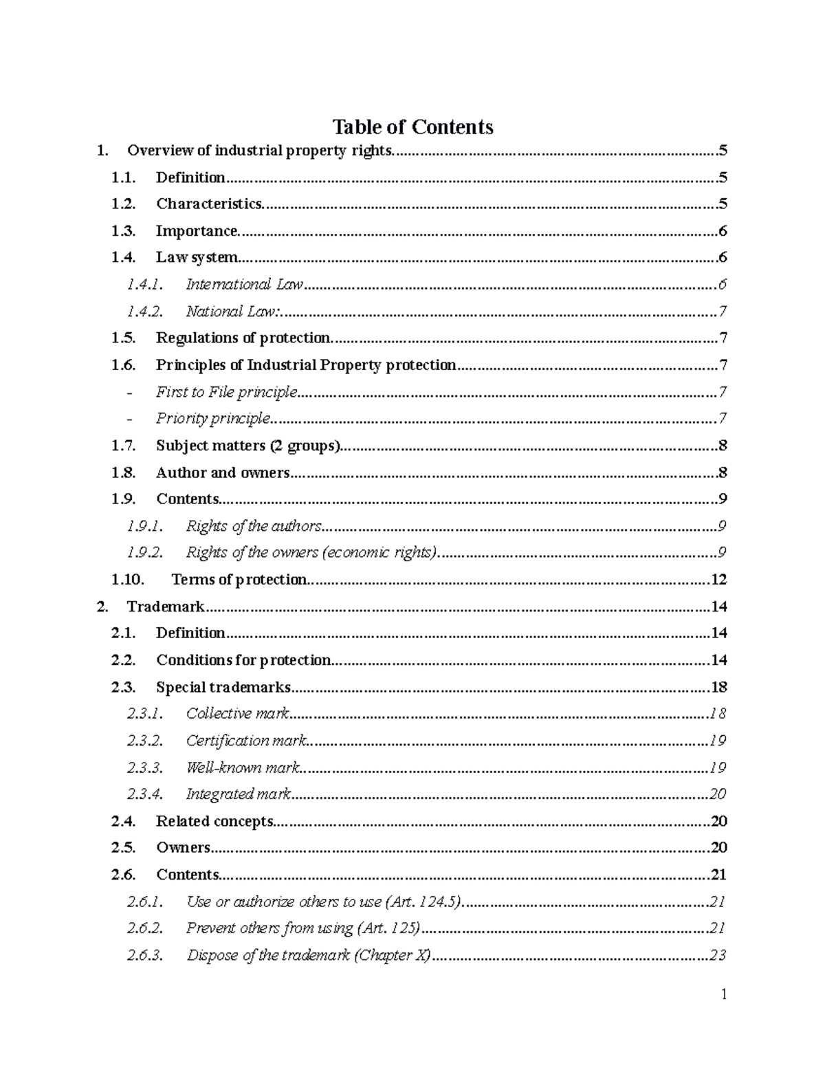 Chap 3 - Overview - Table of Contents Overview of industrial property ...