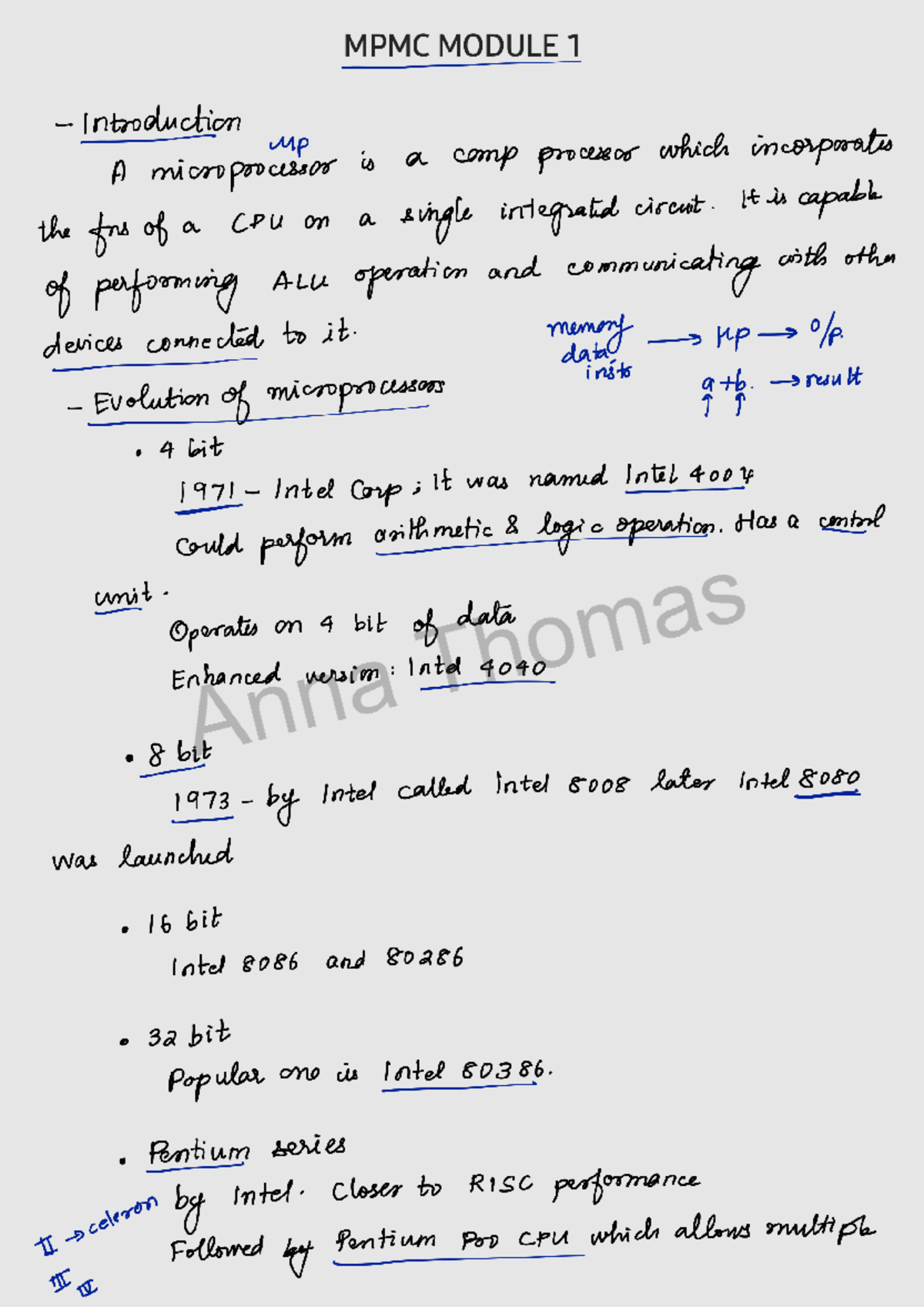 MPMC Mod 1 - Good notes - MPMC MODULE 1 Introduction A microprocissor ...