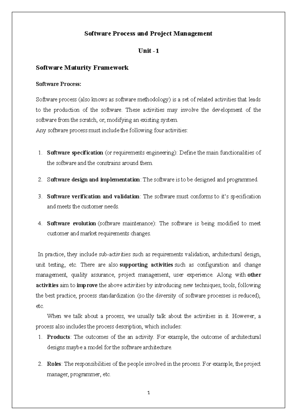 SPPM Unit 1 notes - very use - Software Process and Project Management ...