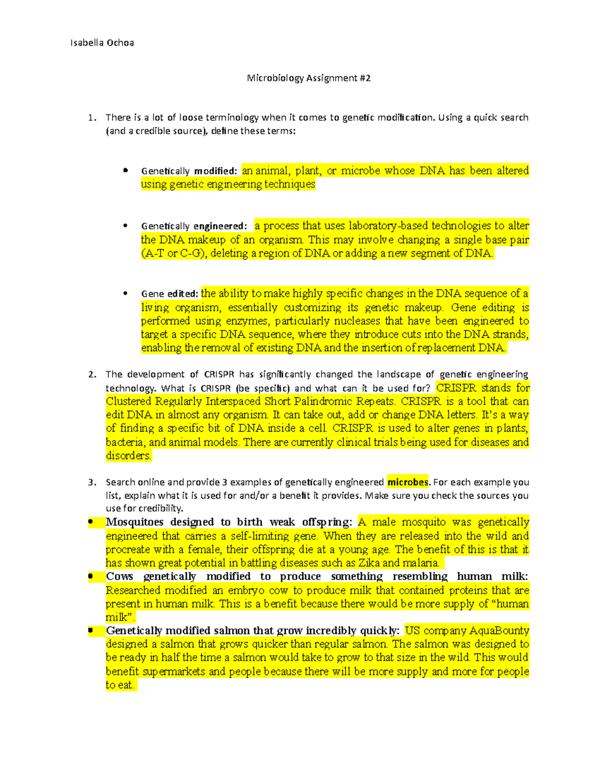 Microbiology Assignment 2 - Isabella Ochoa Microbiology Assignment ...