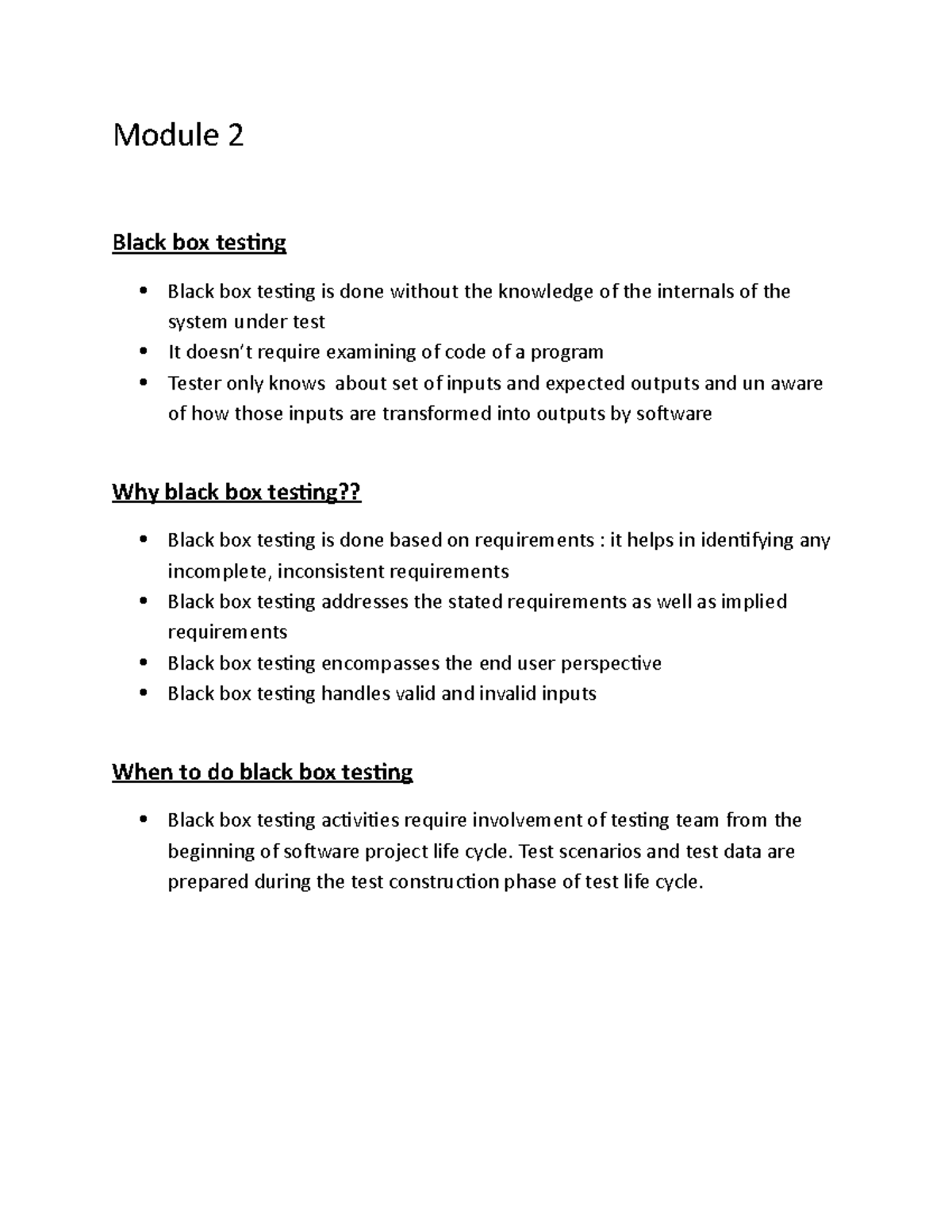 St Module 2 Lecture Notes Module 2 Black Box Testing Black Box Testing Is Done Without The