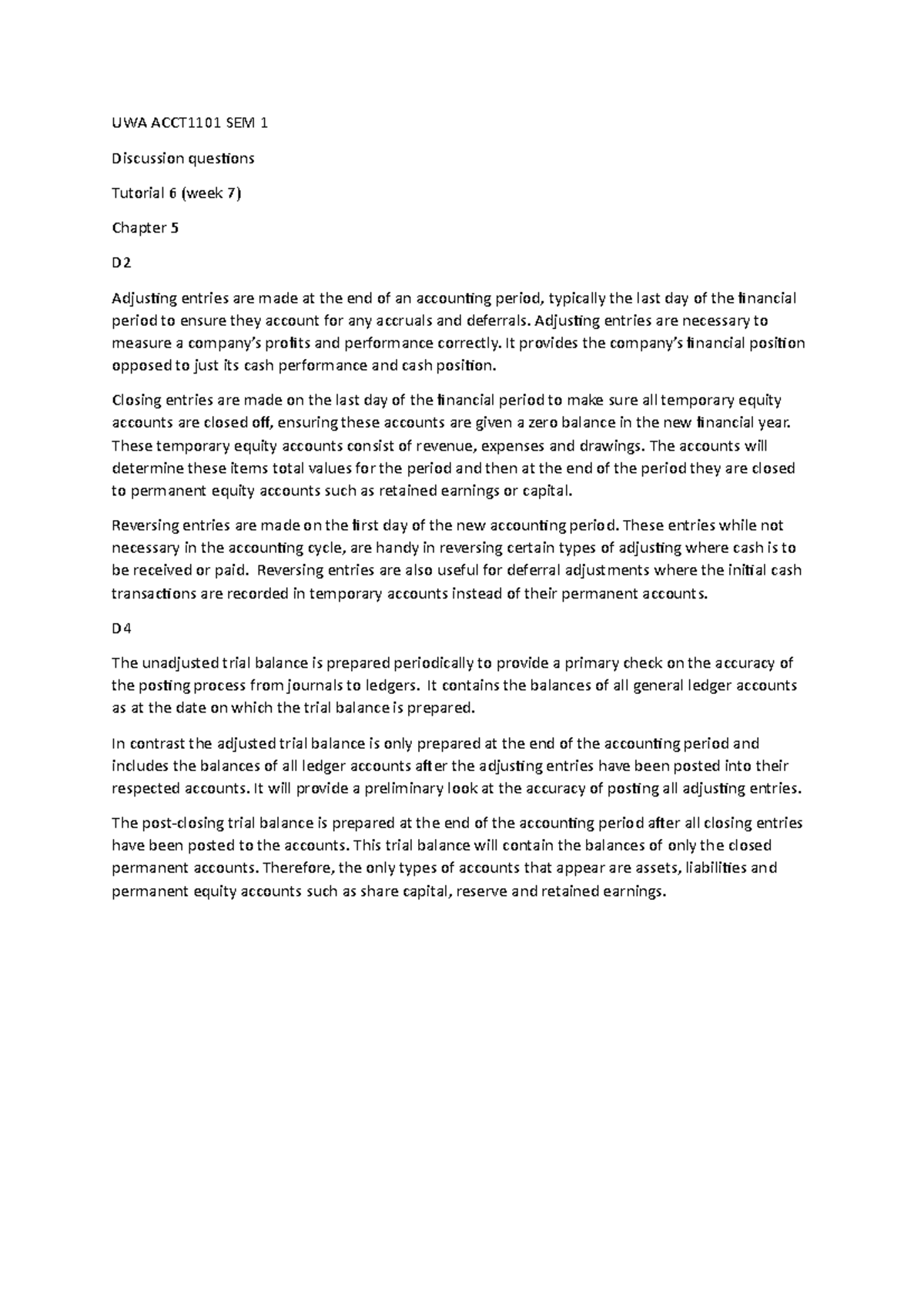 UWA ACCT1101 SEM 1 Week 7 discussion questions - UWA ACCT1101 SEM 1 ...