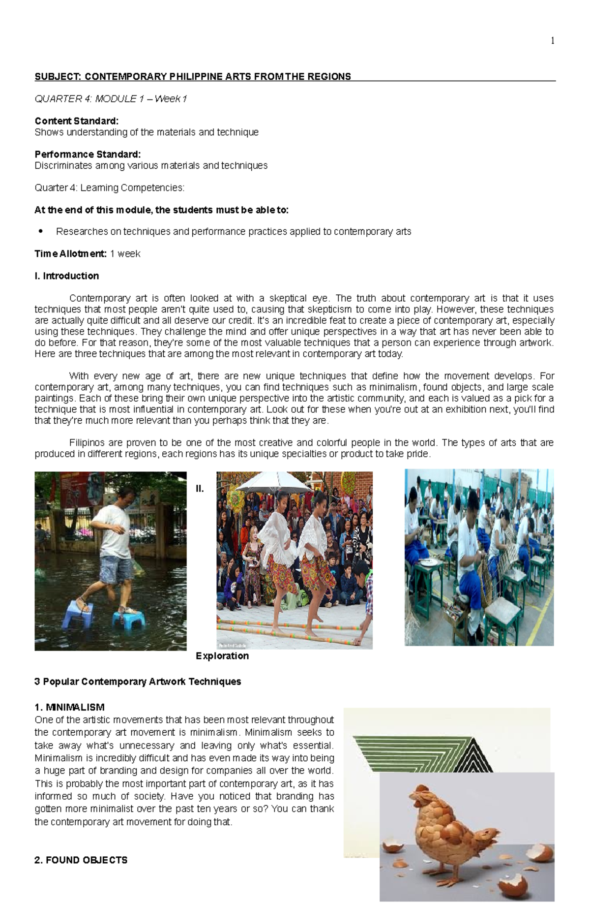 CPAR Module 1 - sdf - SUBJECT: CONTEMPORARY PHILIPPINE ARTS FROM THE ...