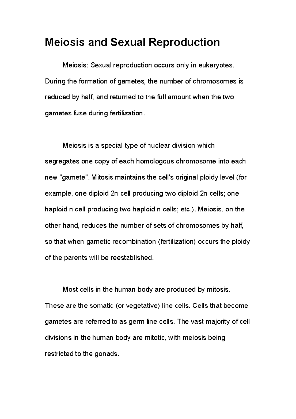 Meiosis and Sexual Reproduction - Meiosis and Sexual Reproduction ...