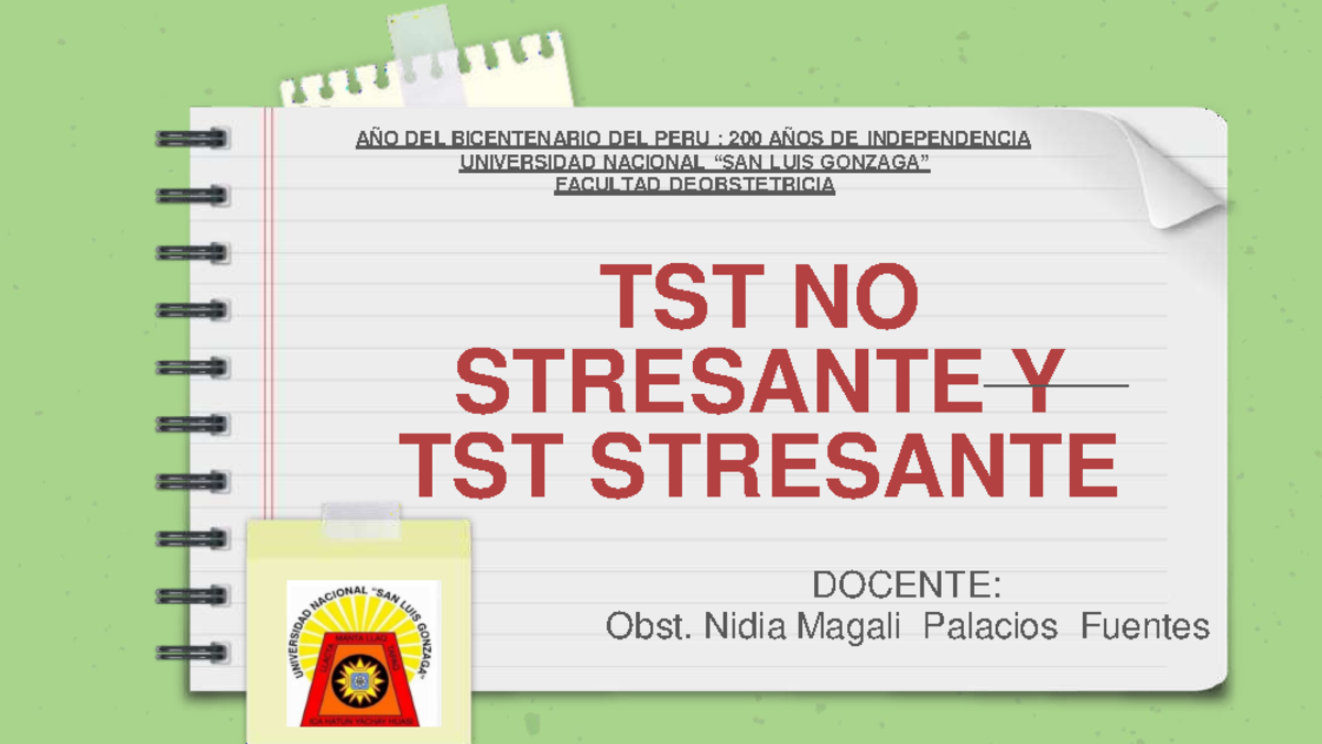 Test estresante y no estresante - TST NO STRESANTE Y TST STRESANTE ...