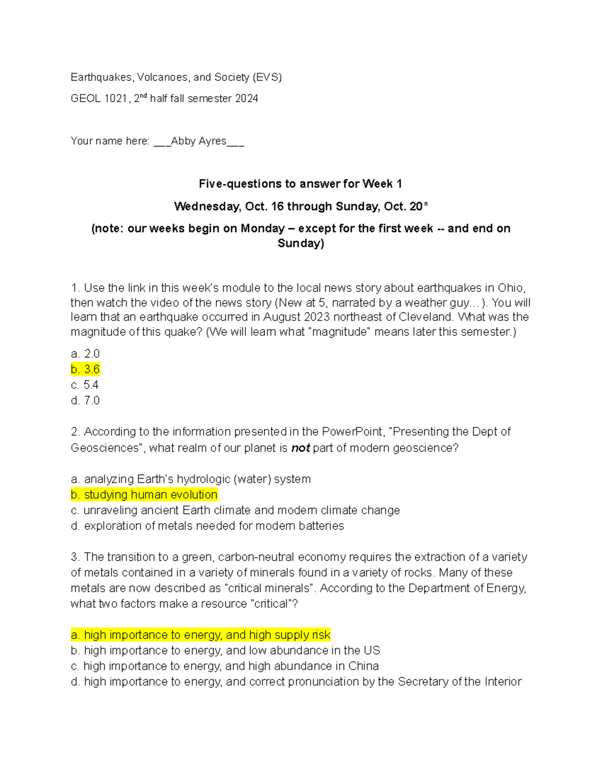 Earthquakes, Volcanoes, and Society (EVS) - 16 through Sunday, Oct. 20 ...