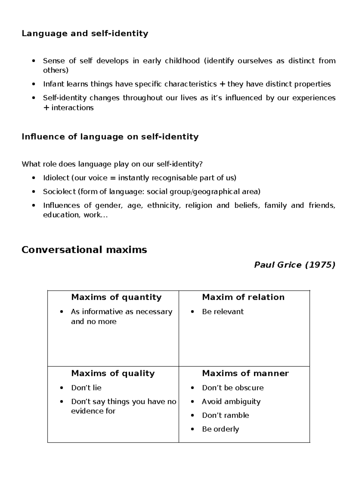 Language and the self - Language and self-identity Sense of self develops in early childhood ...