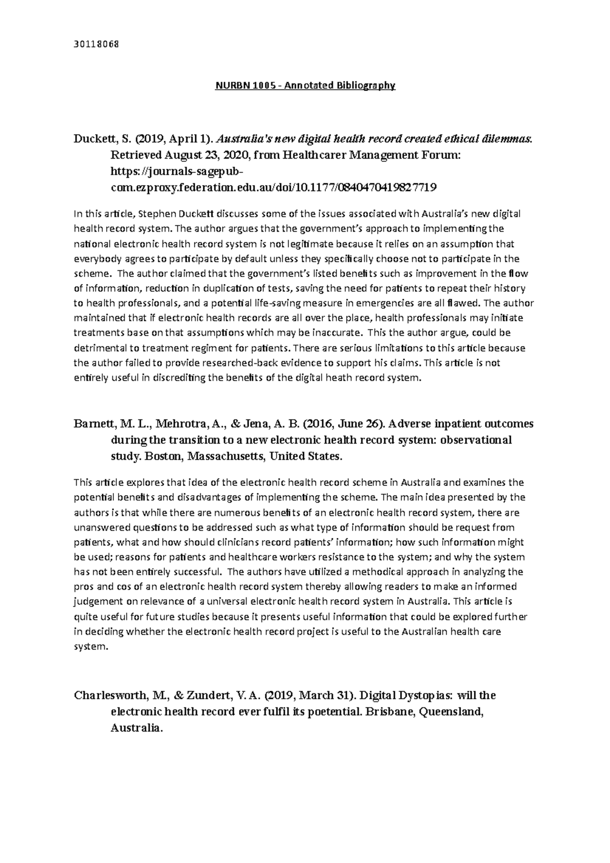 NURBN1005 Assesment Task 1 - 30118068 NURBN 1005 - Annotated ...