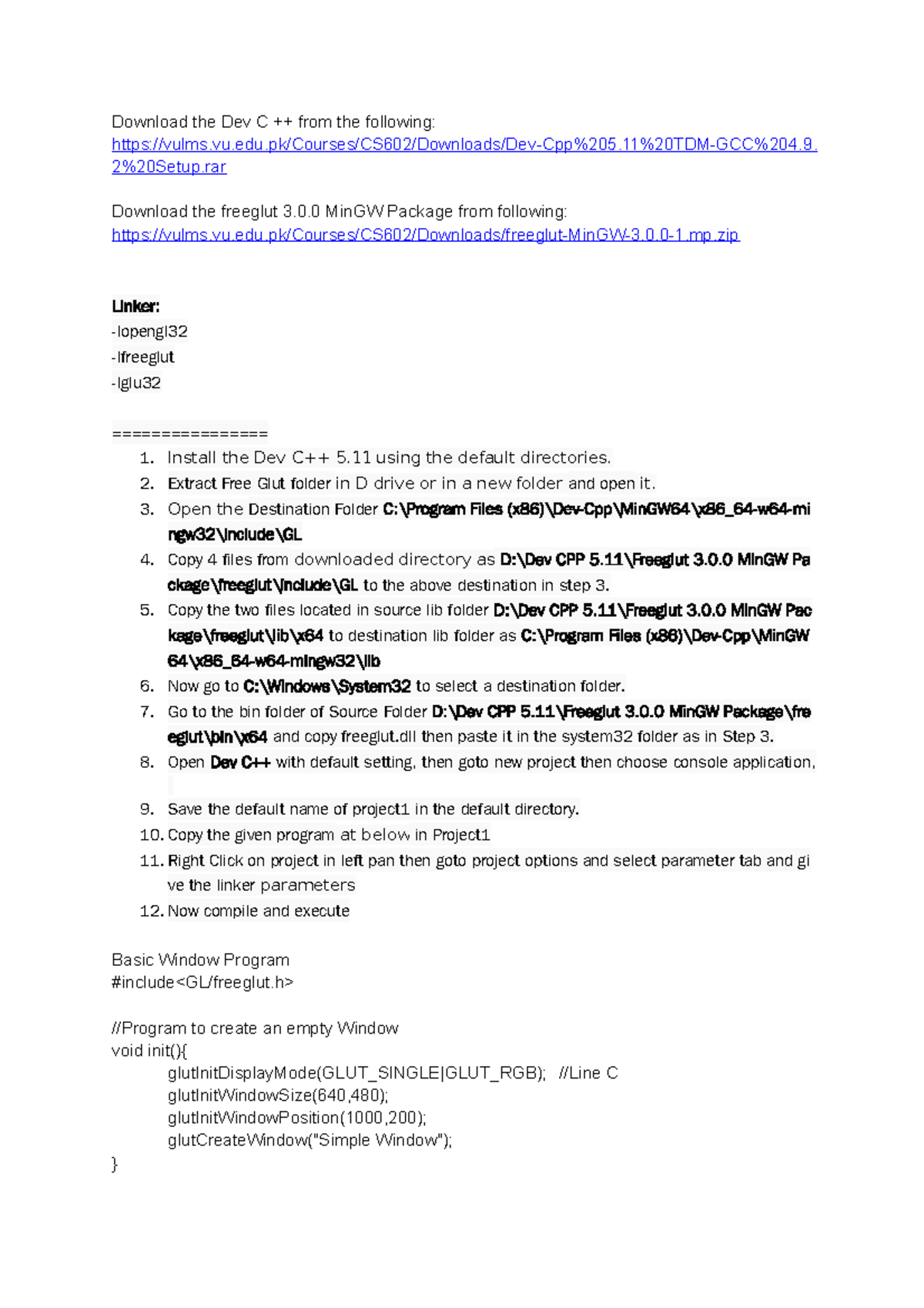 How to instal and Program with Glut (Open GL Utility) Libraires ...