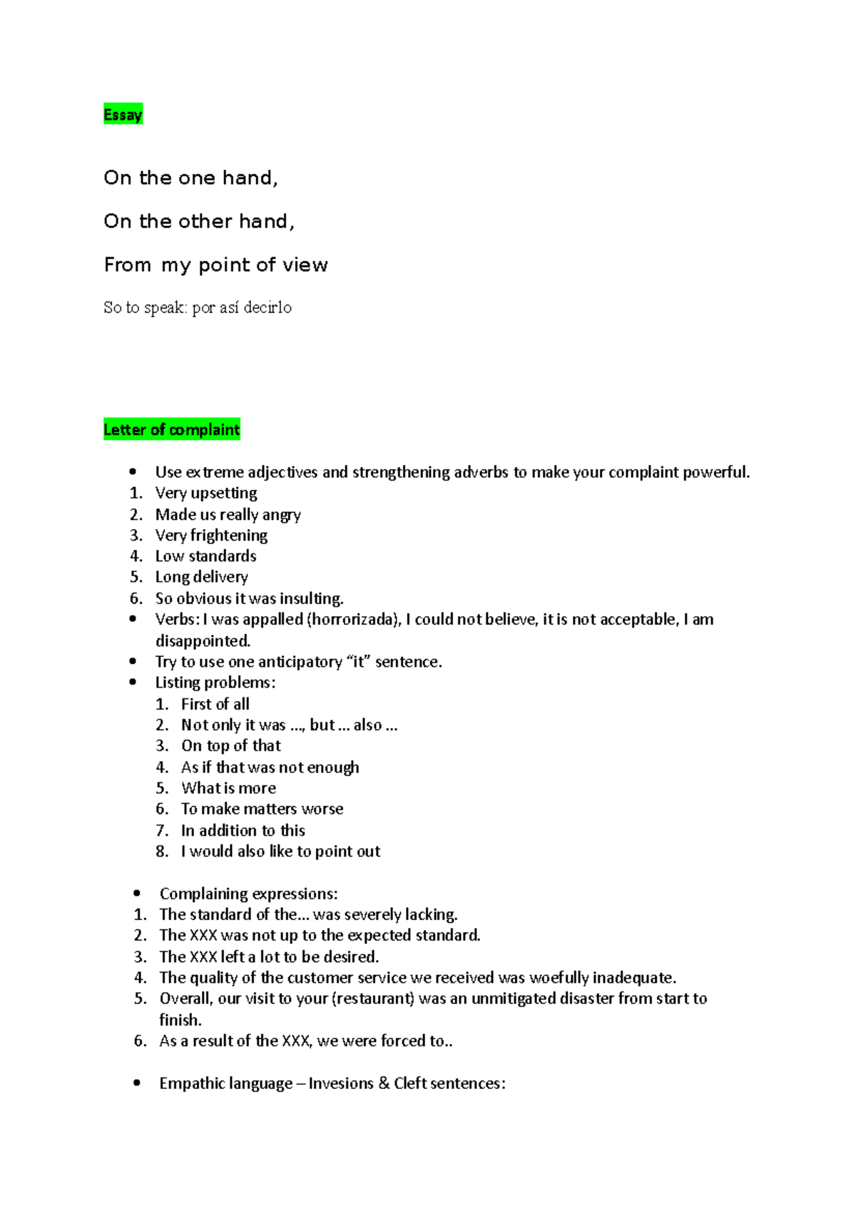 EOI writings - Apuntes para preparar el writing: frases claves ...