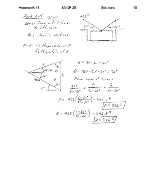 ENGR251 S19 HW2 Ch2 Problems - ENGR 251 Engineering Mechanics I Statics Spring 2019 Your HW No ...