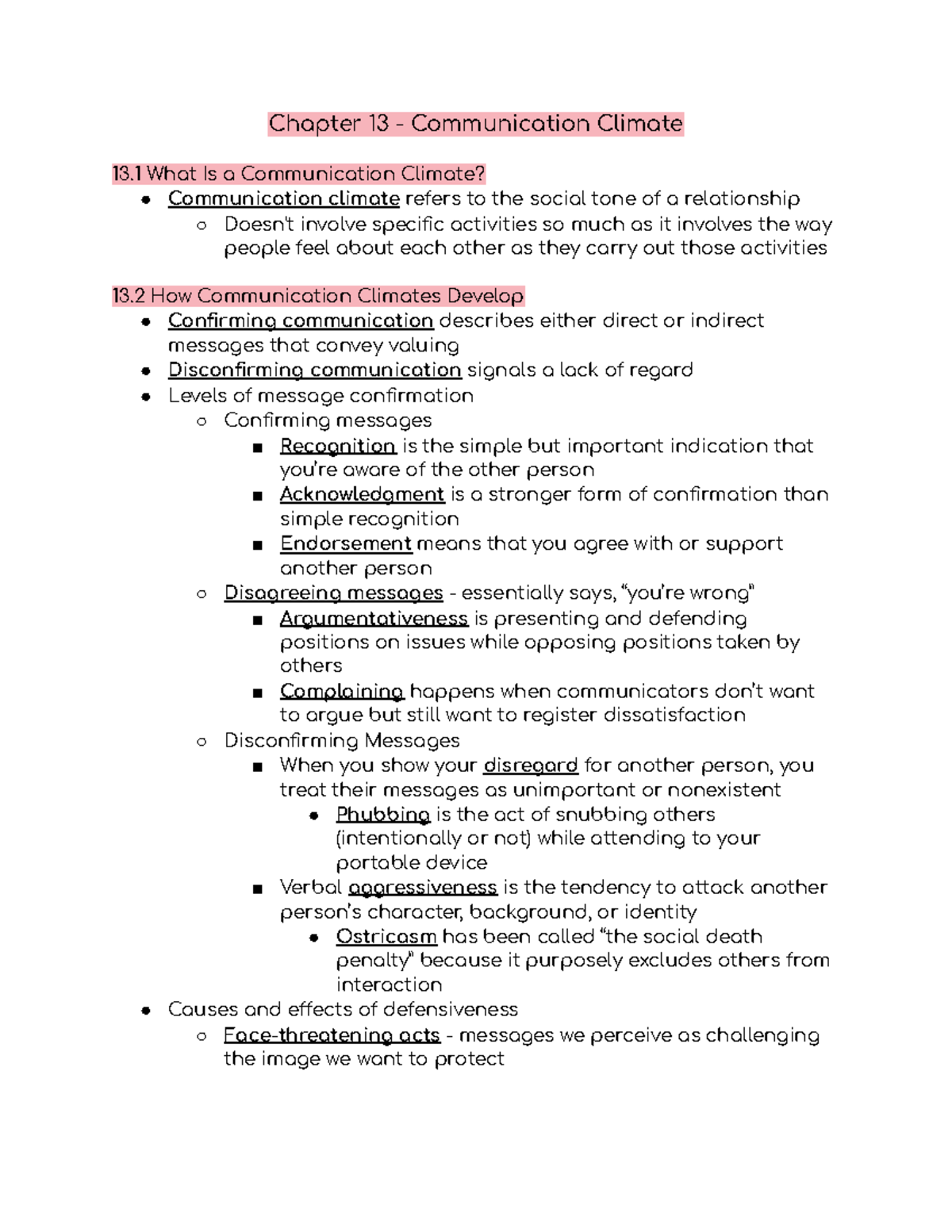 Chapter 13 - Communication Climate - COMM 218 - OSU - Studocu