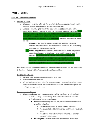 HSC legal notes - Warning: TT: undefined function: 32 PART 1 - CRIME ...