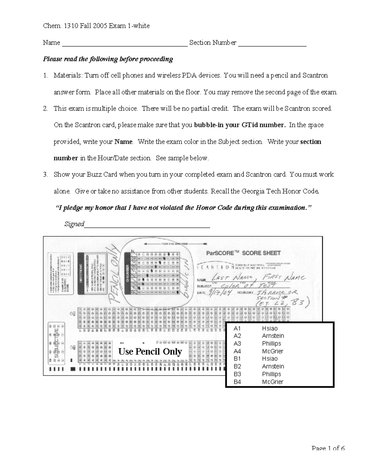FA05 Exam 1 Key - Practice Exams - Name ...