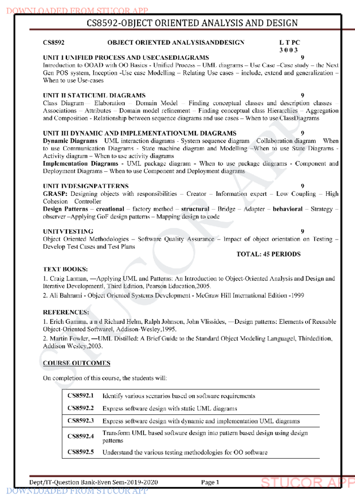Cs8592 Notes Aec Cs8592 Object Oriented Analysis And Design Dept It