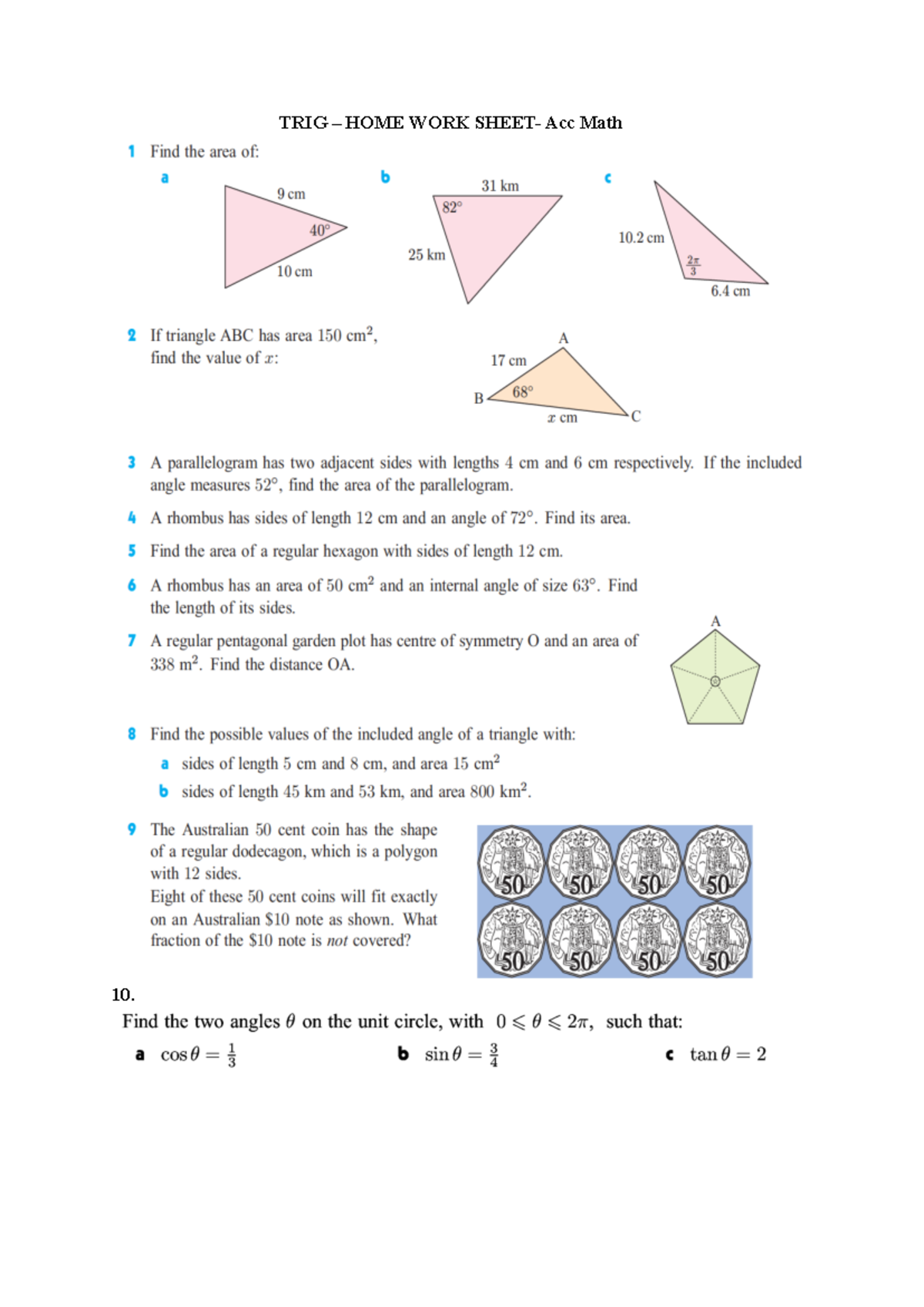 Acc math trig homework sheet - Economics HL - TRIG – HOME WORK SHEET ...