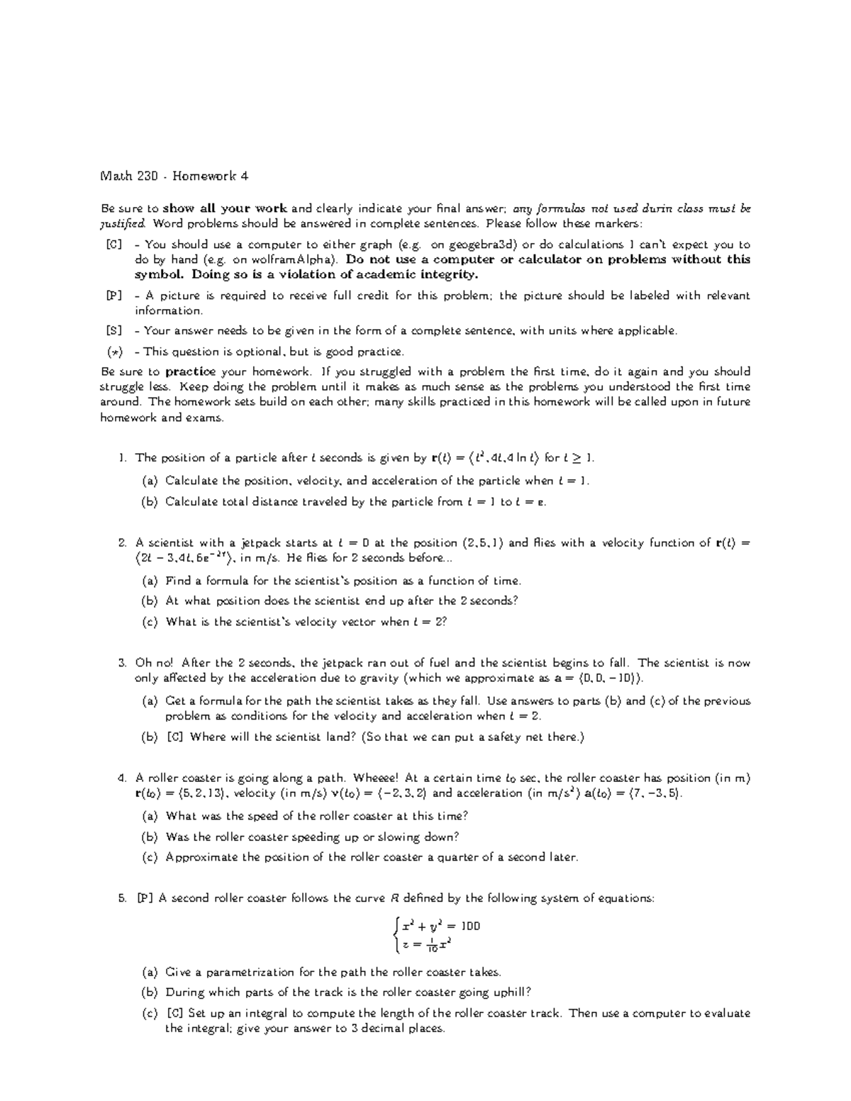 230 HW 4 - homework 4 - Math 230 - Homework 4 Be sure to show all your ...