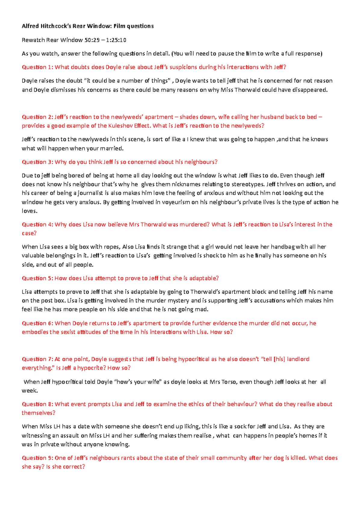 Rishi Changela Alfred Hitchcock Film Questions - Day 3 - Alfred ...