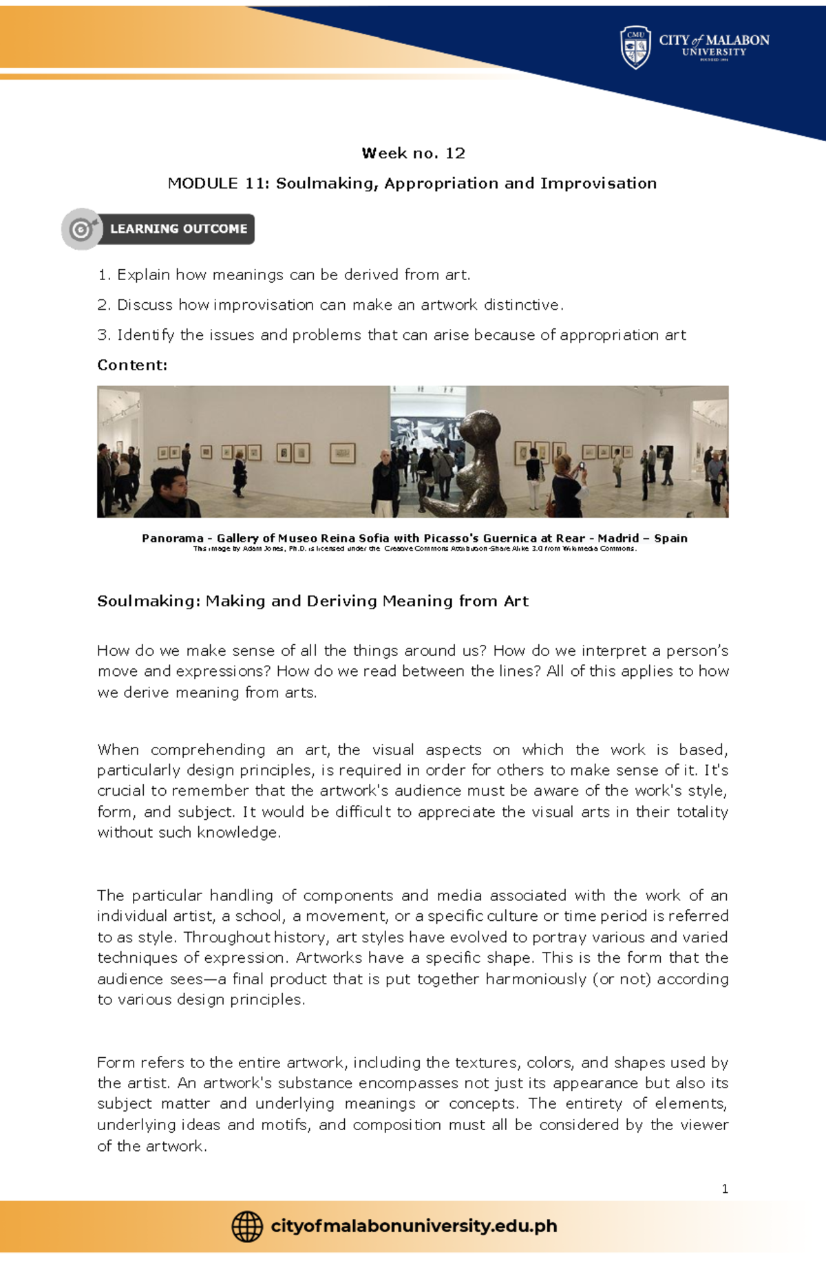 Week 12-Module 11 - Arts - Week no. 12 MODULE 11: Soulmaking ...