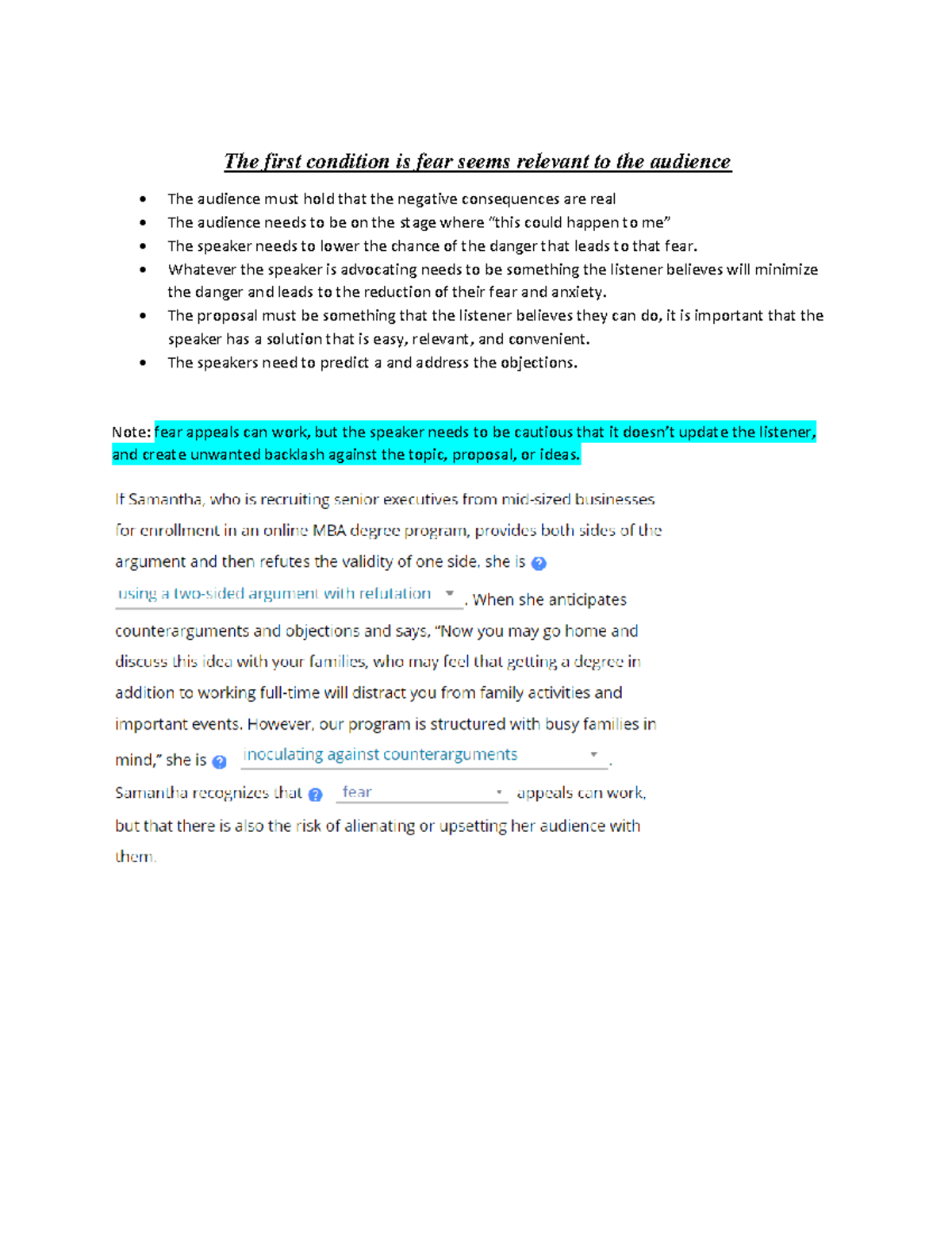 The first condition is fear seems relevant to the audience - Whatever ...