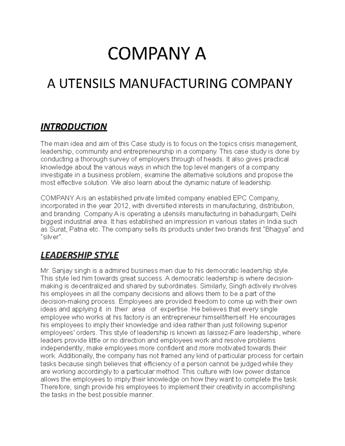 Company Ajggkkg tyy - COMPANY A A UTENSILS MANUFACTURING COMPANY ...