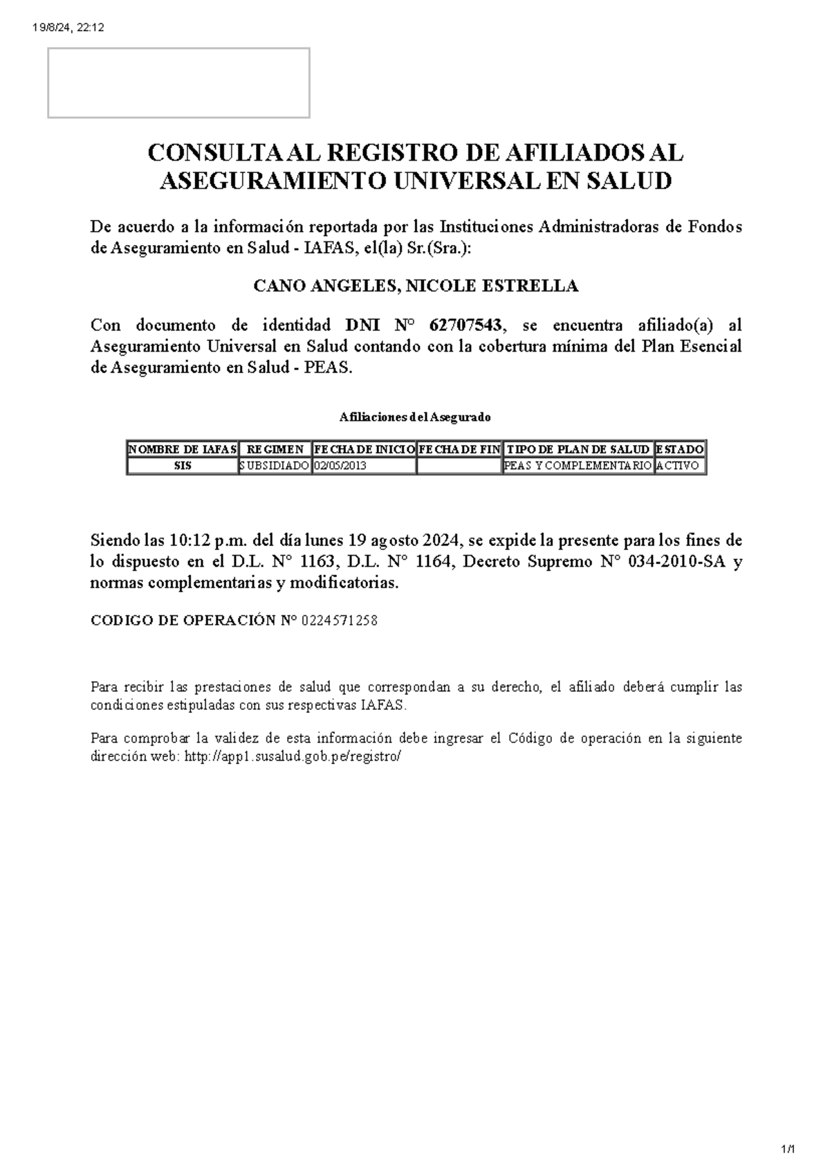 NICL2 - 33eee - CONSULTA AL REGISTRO DE AFILIADOS AL ASEGURAMIENTO ...