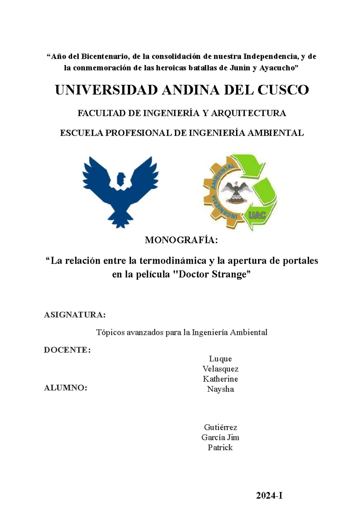 Patrip Sgtrensh - sdasdas - “Año del Bicentenario, de la consolidación ...