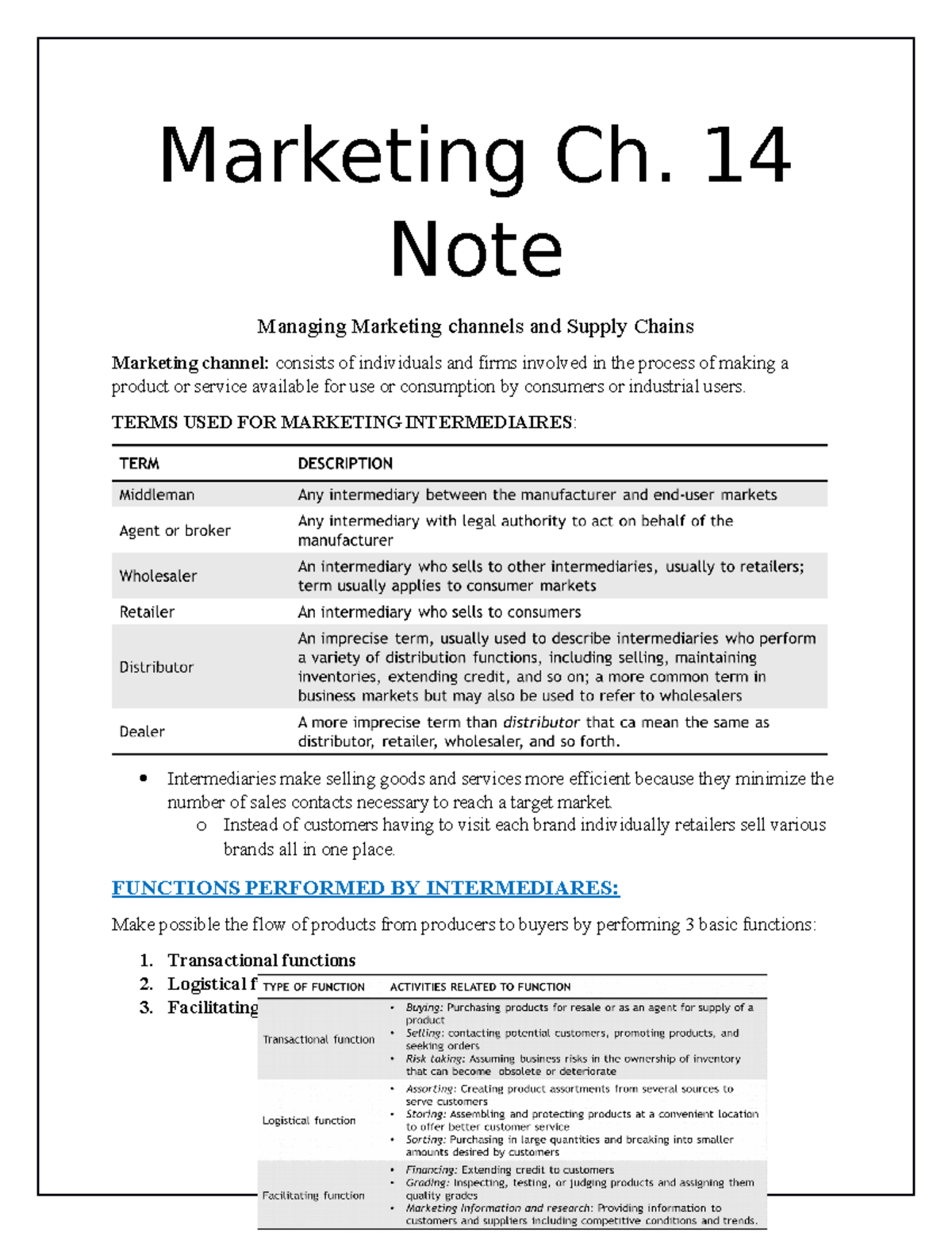 Marketing Ch 14 Note - Marketing Ch. 14 Note Managing Marketing ...