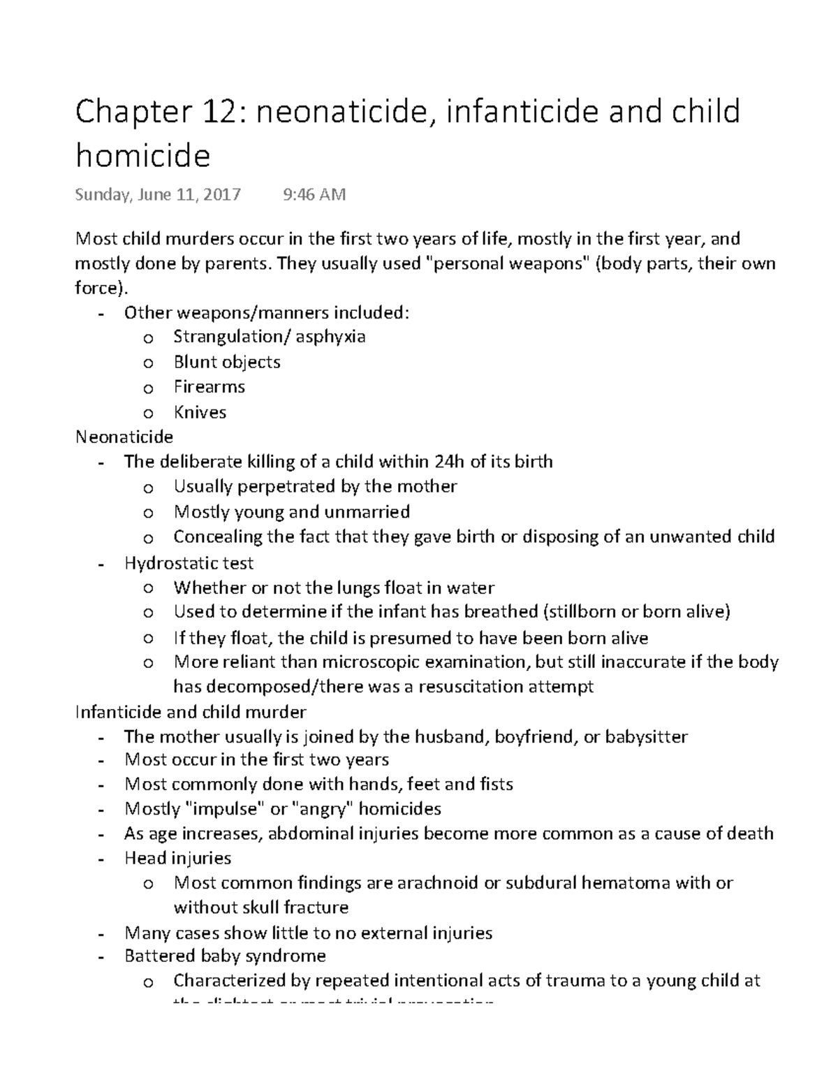 Chapter 12 neonaticide, infanticide and child homicide - They usually ...