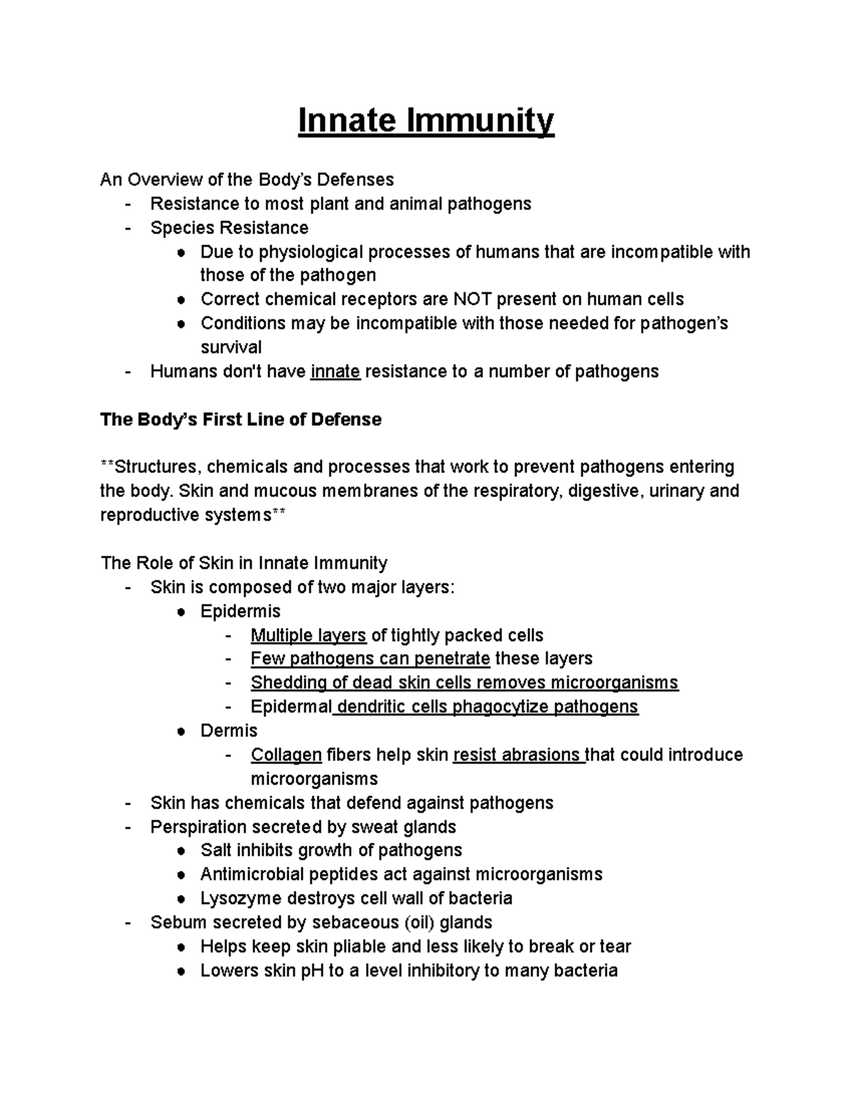 Ch15 - Innate Immunity - For professor trueman - Innate Immunity An ...